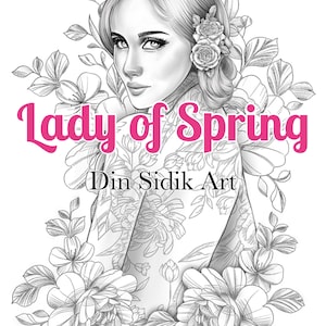Lady of Spring , Bundle Pack Coloring Pages by Dinny Sidik - Etsy