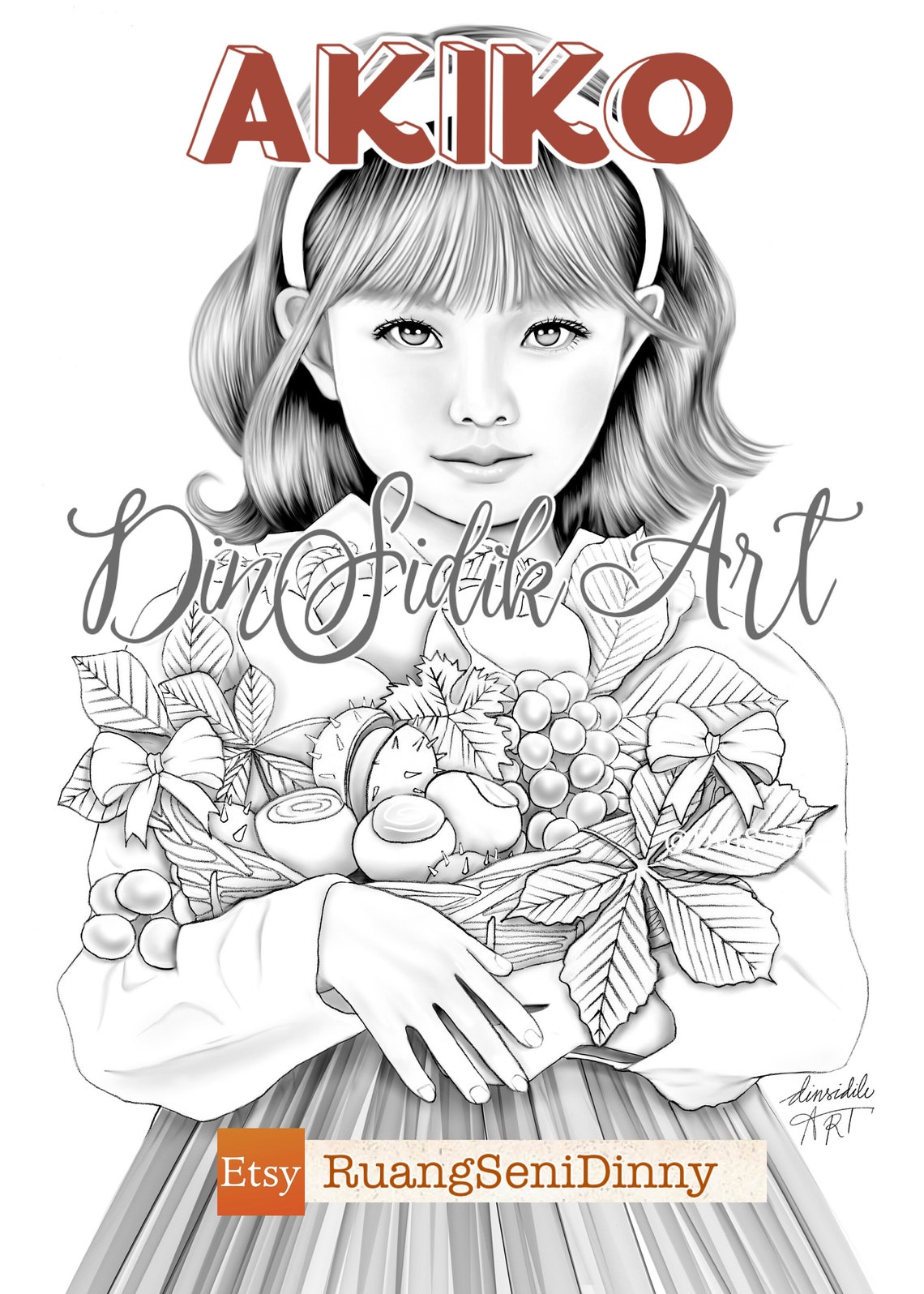 Akiko Coloring Page, by Dinny Sidik (dinsidik) - Etsy