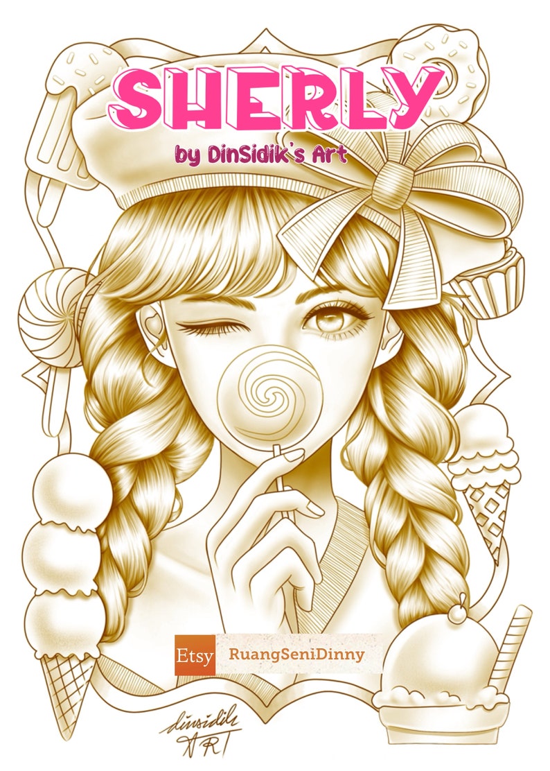 Sherly Coloring Page by Dinny Sidik - Etsy