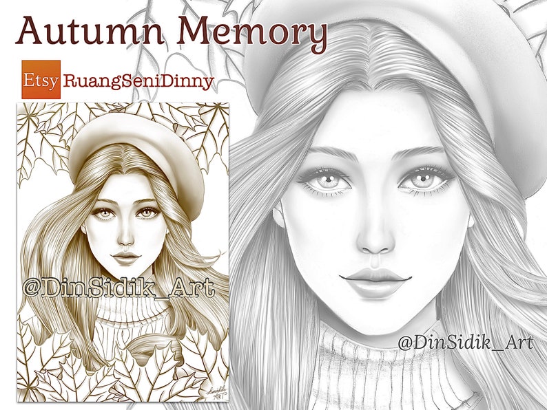 Autumn Memory Coloring Page by Dinny Sidik (dinsidik) - Etsy