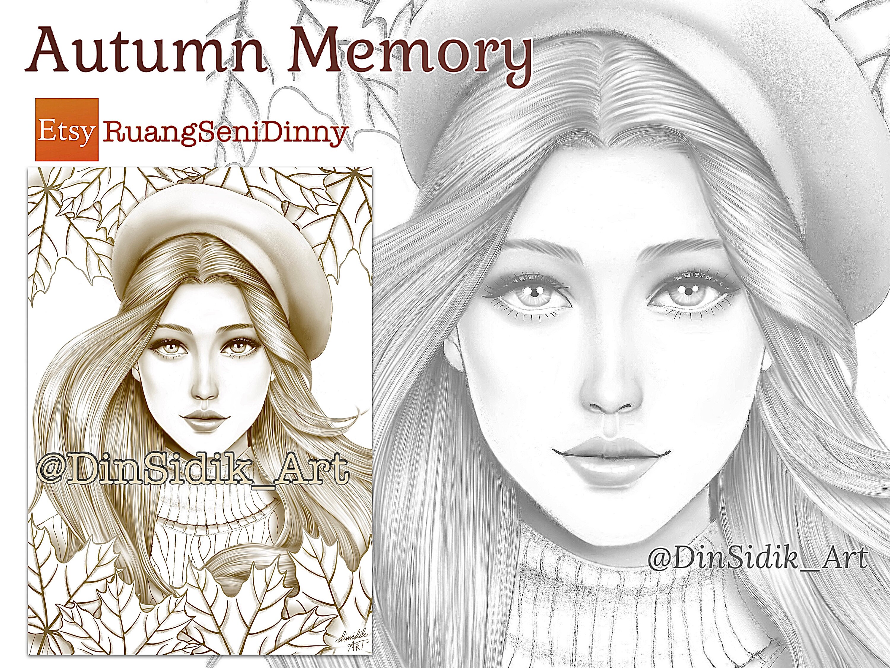 Autumn Memory Coloring Page by Dinny Sidik (dinsidik) - Etsy