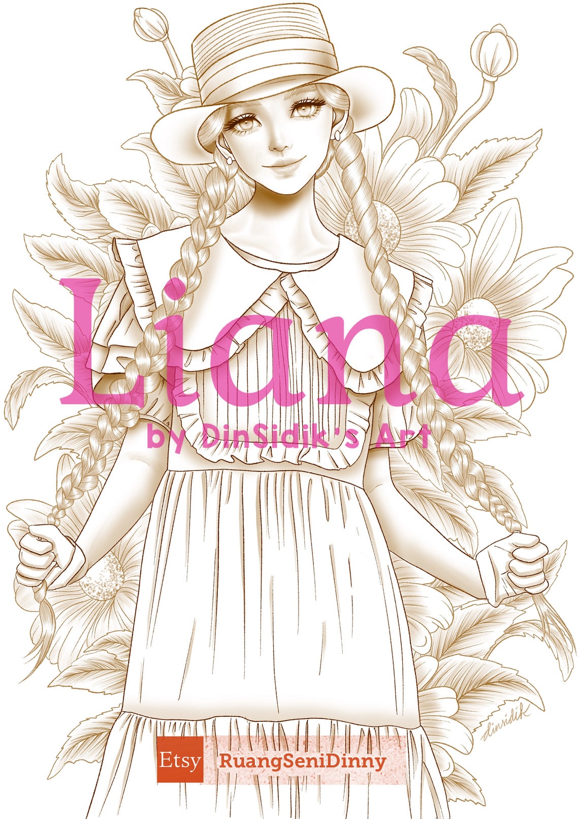 Liana Coloring Page by Dinny Sidik (dinsidik) - Etsy