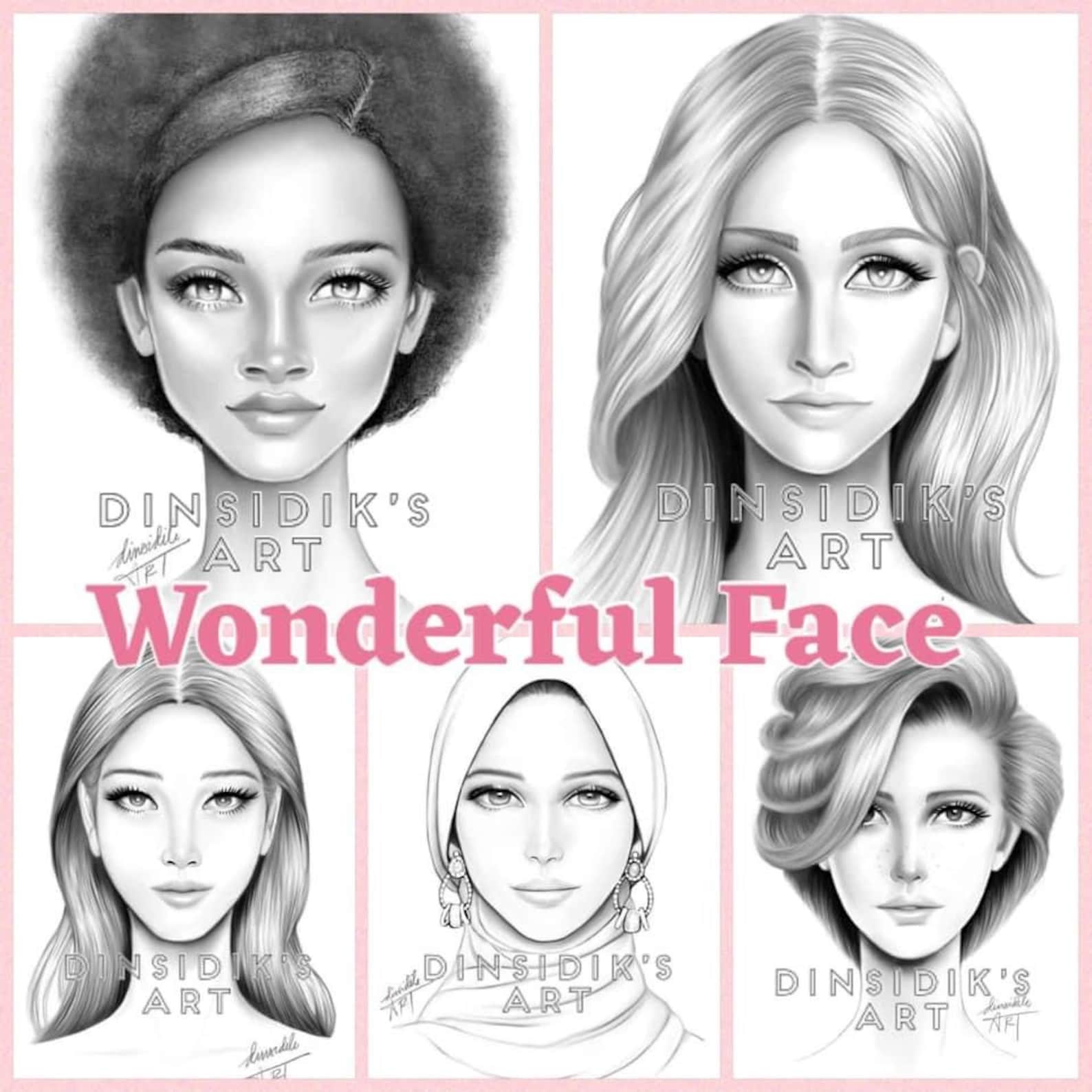 Wonderful Face (bundle Pack Face Chart) Coloring Pages, by Dinny M ...