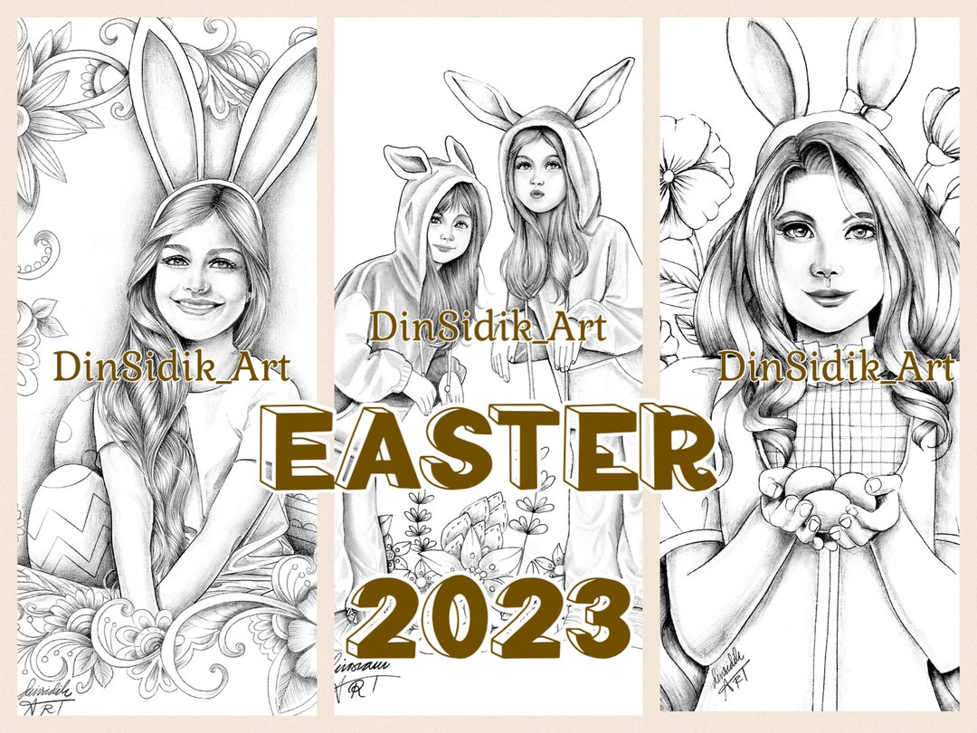 Easter 2023 Coloring Pages By Dinny Sidik Dinsidik 100 Hand Drawn Illustration Etsy