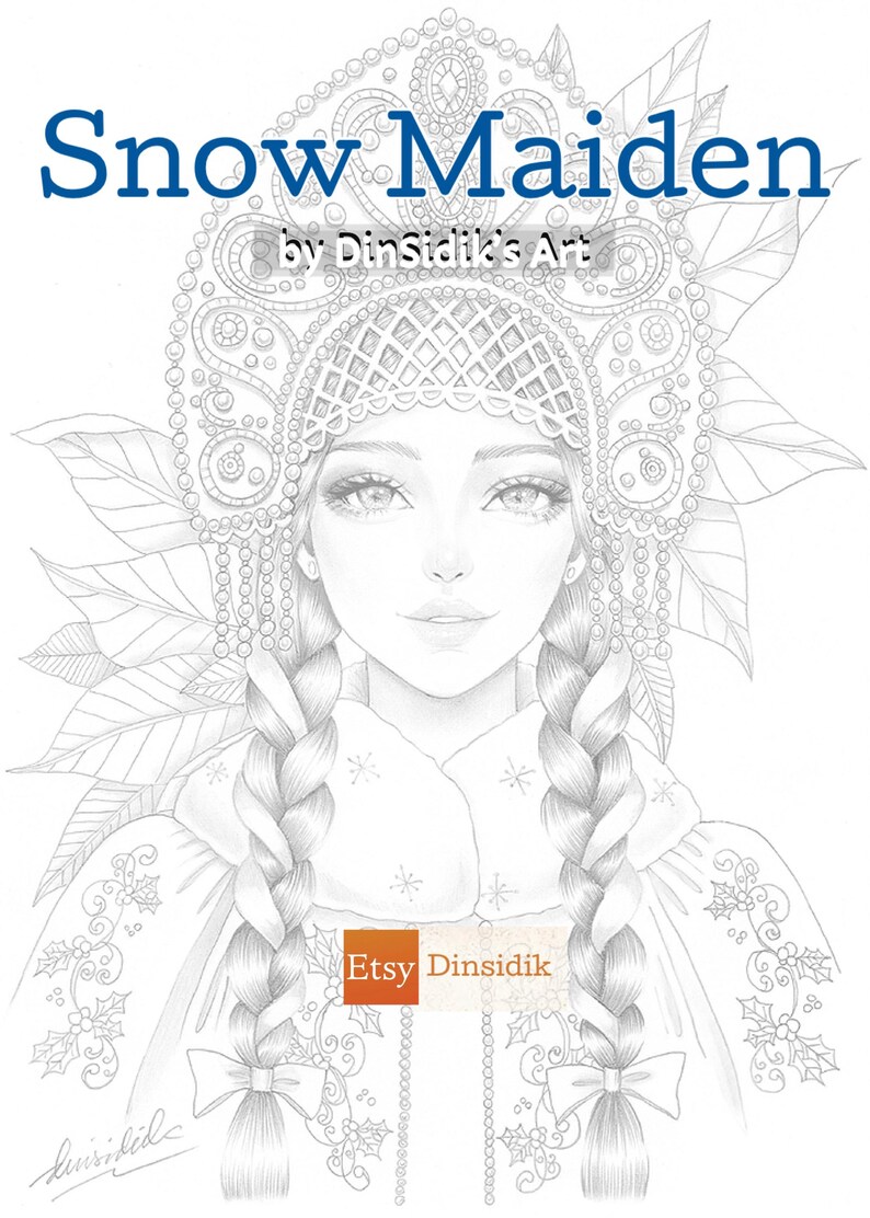 Snow Maiden Coloring Page - Etsy Norway