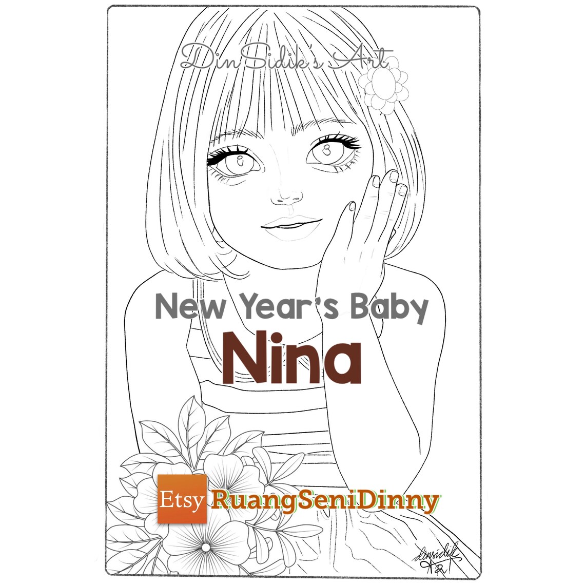 New Year’s Baby: Nina, Coloring Page by Dinnysidik - Etsy