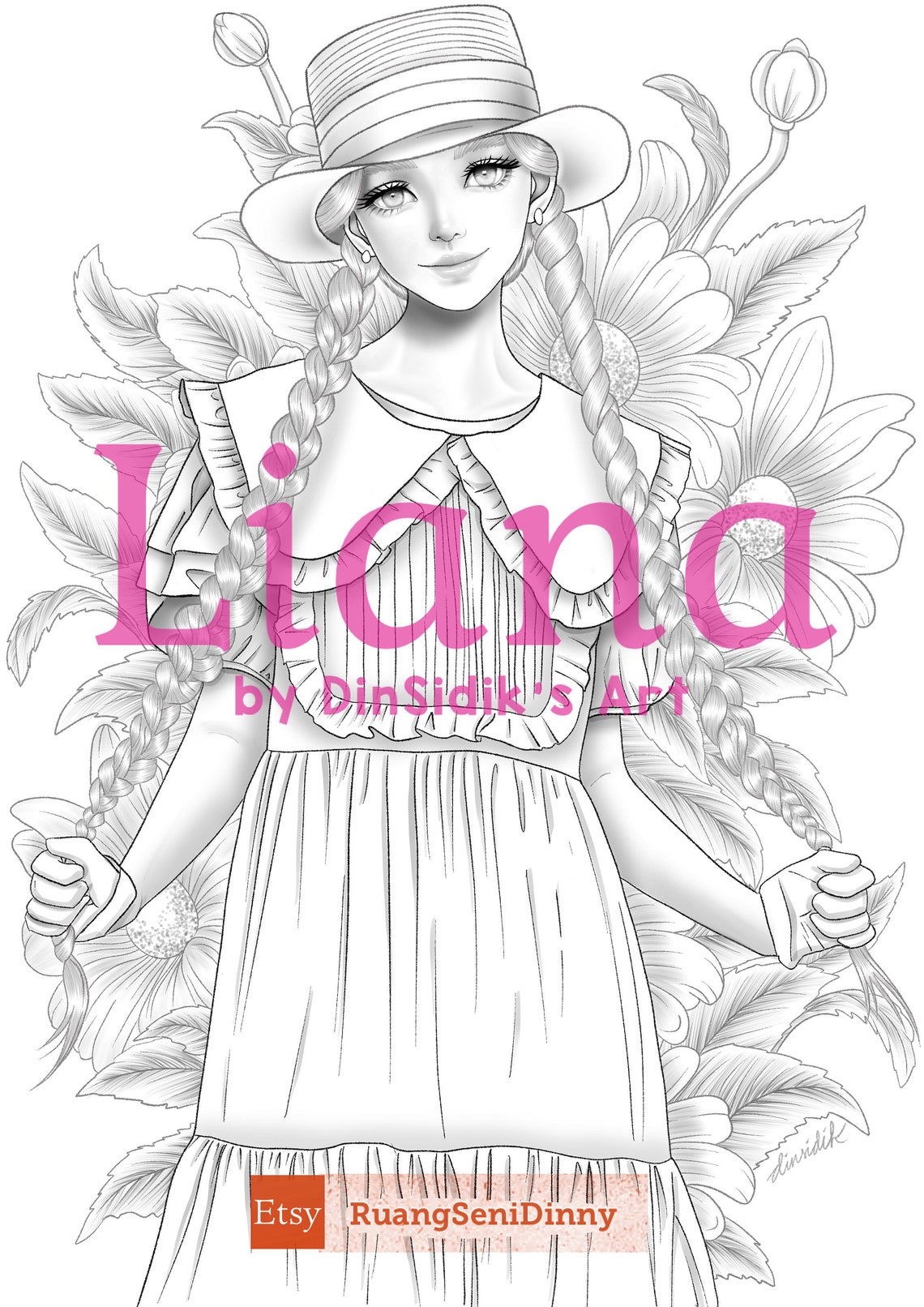 Liana Coloring Page by Dinny Sidik (dinsidik) - Etsy