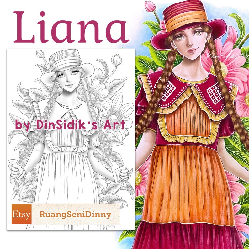 Liana Coloring Page by Dinny Sidik (dinsidik) - Etsy