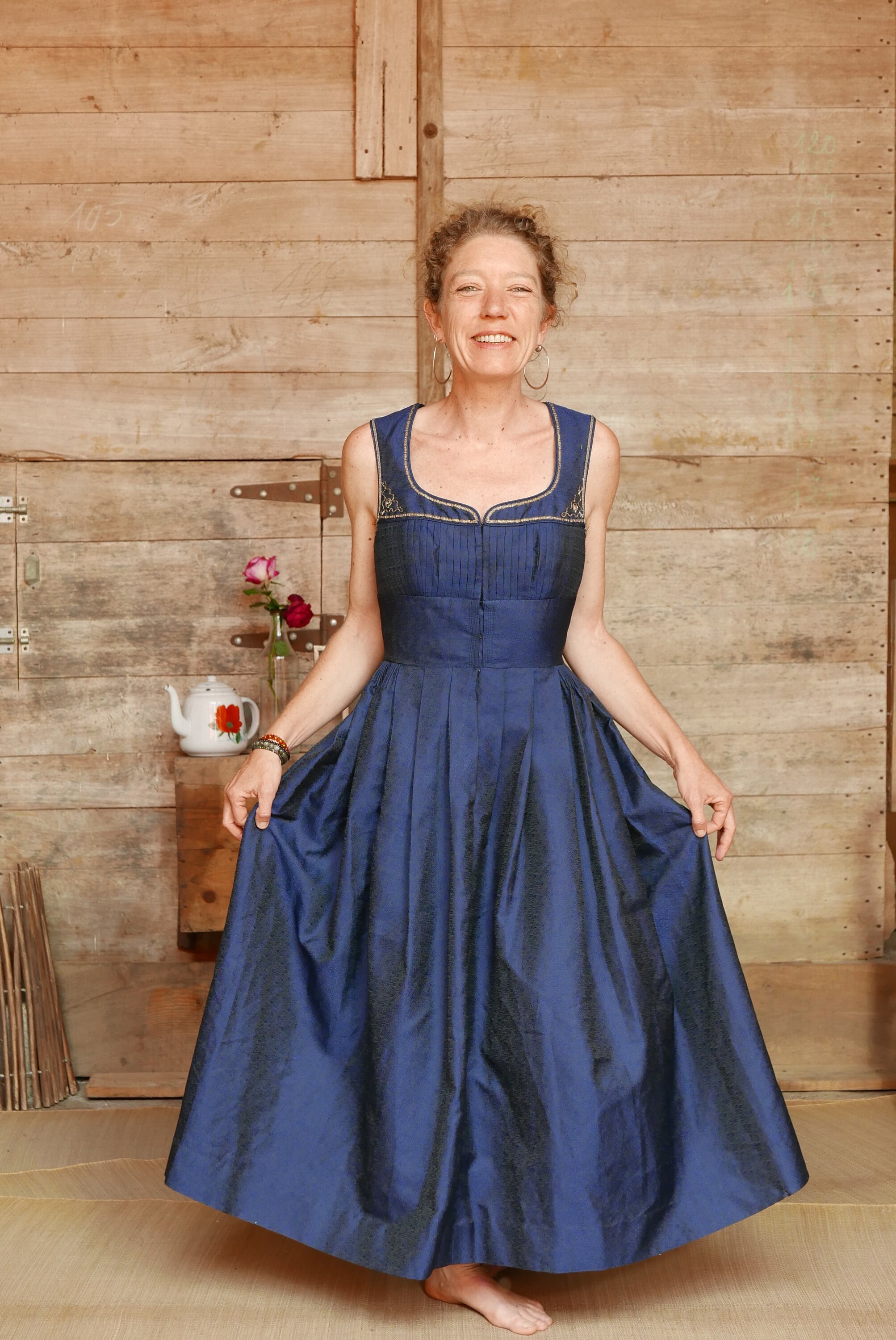 Vintage Tyrolean Dress Dark Blue Moiré Austria 60s/70s Rare Size Large ...