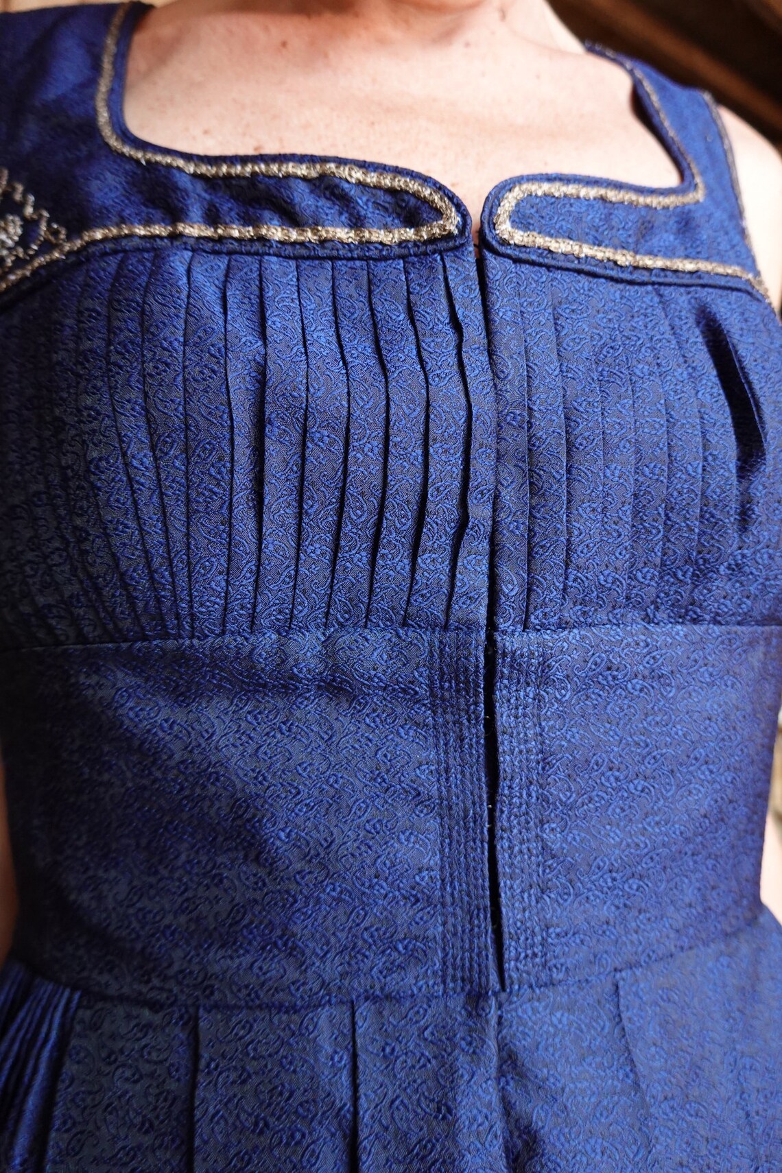 Vintage Tyrolean Dress Dark Blue Moiré Austria 60s/70s Rare Size Large ...