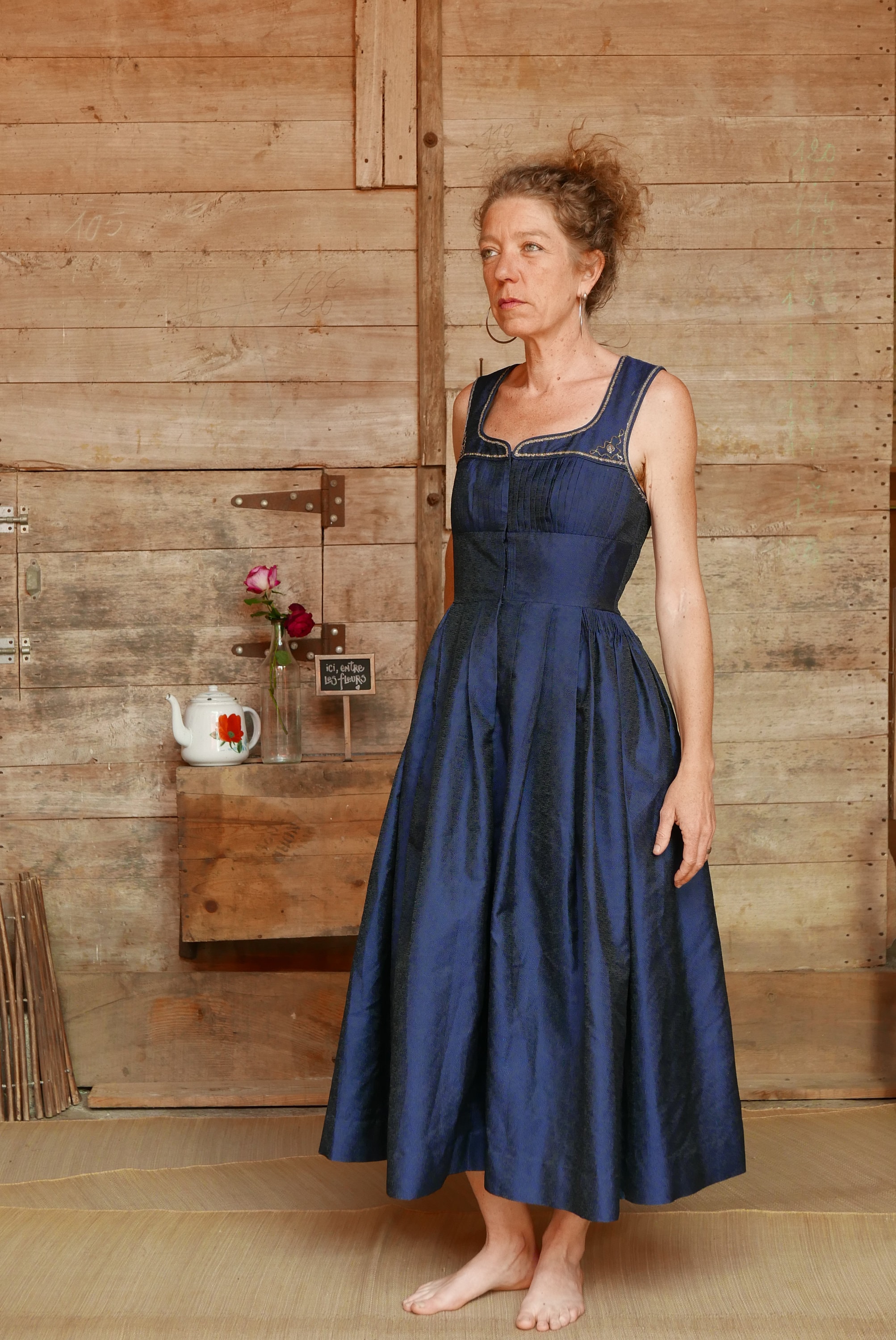 Vintage Tyrolean Dress Dark Blue Moiré Austria 60s/70s Rare Size Large ...