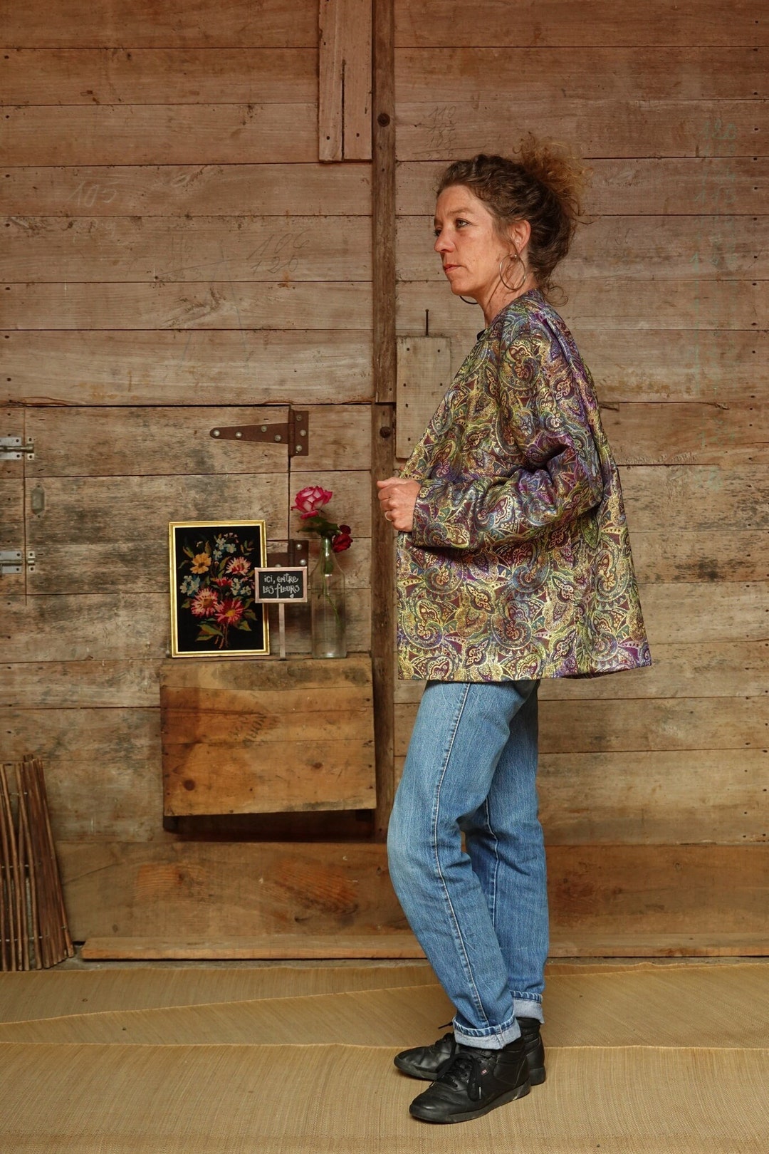 Light Multicolored Moiré Jacket - Size 40/42 - M/L - Vintage France ...