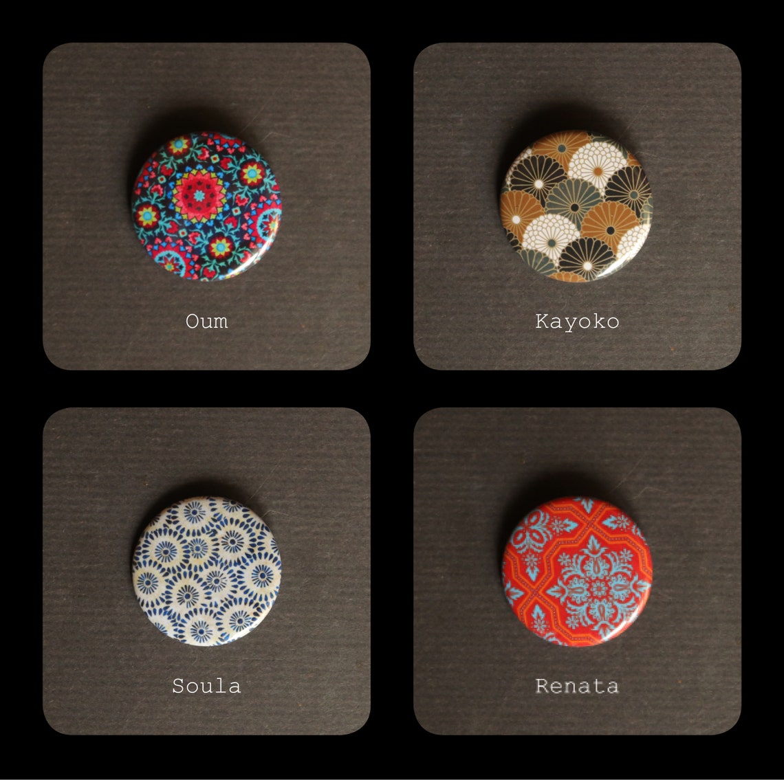 Vintage and Ethnic Pin Button/brooch 38mm - Various Patterns ! - Etsy