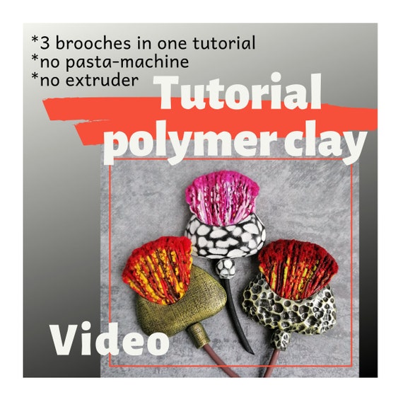Polymer clay tutorial Video tutorial Brooch thistle Polymer | Etsy