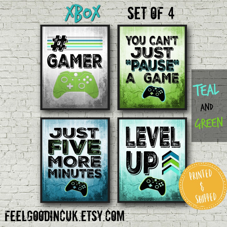 XBOX POSTERS Video Game Green and Teal Gamer Posters for - Etsy UK