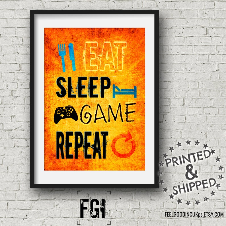 Xbox Eat Sleep Game Repeat Video Game Posters for Boys Bedroom | Etsy