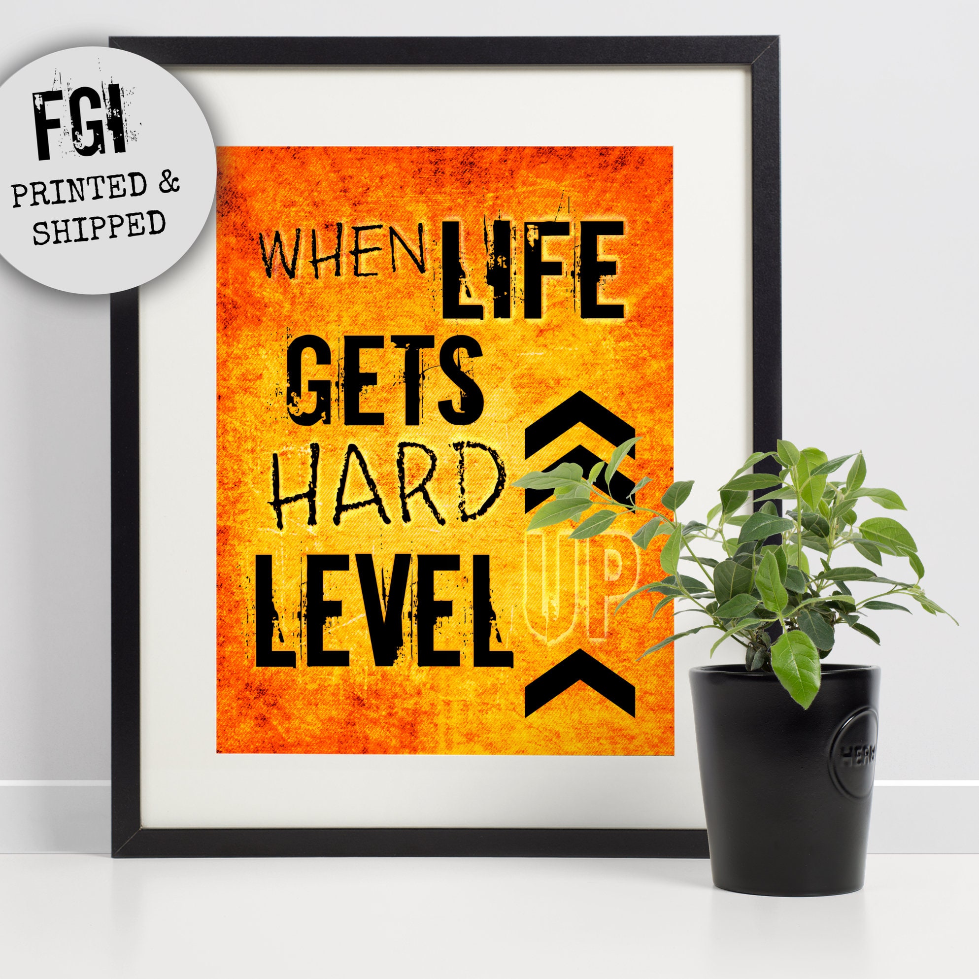 Video Game Poster Orange Level Up Video Gaming Poster Boys | Etsy