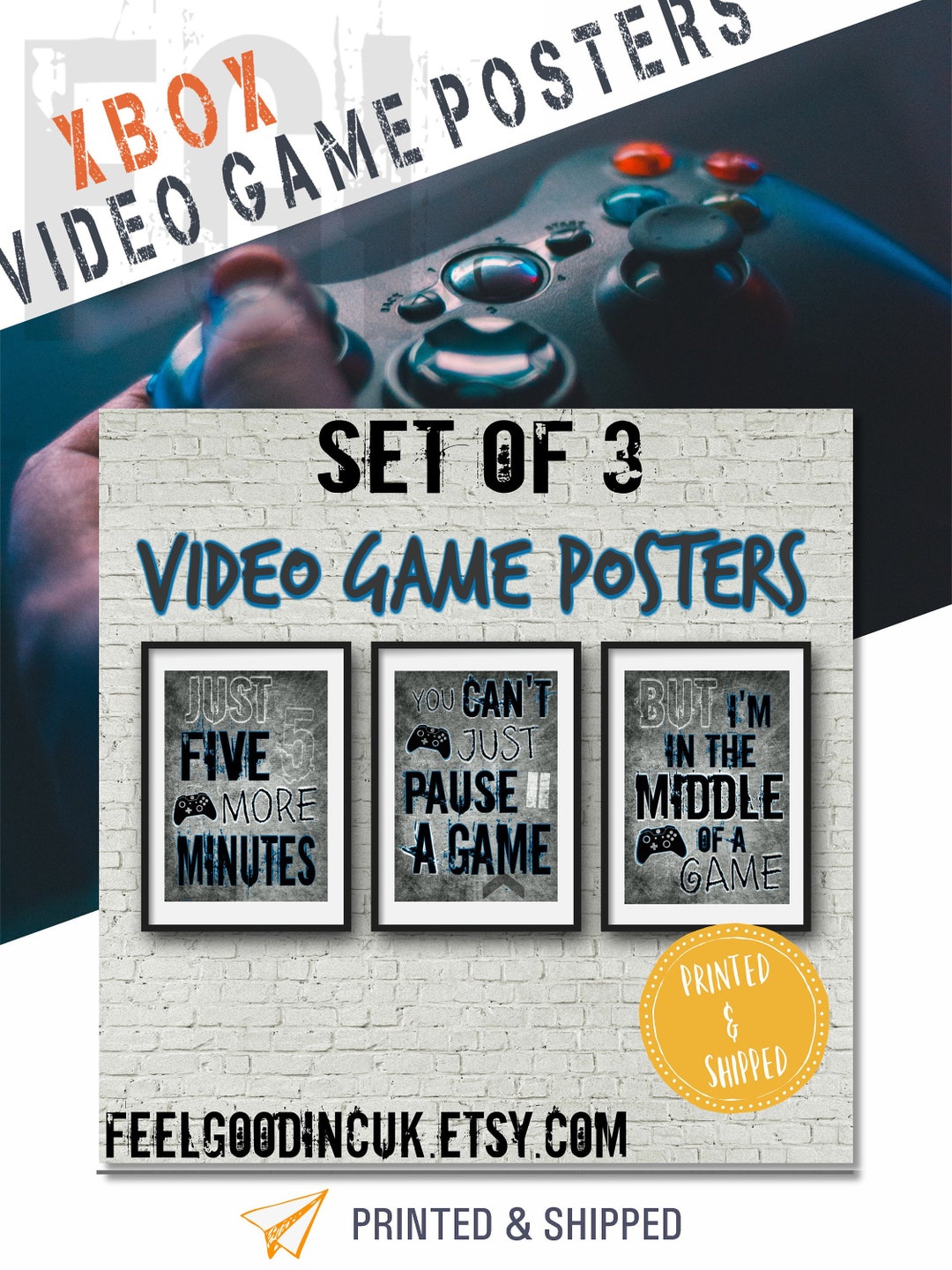 Set of 3 XBOX POSTERS, Video Game Quotes, Video Game Posters, Xbox ...