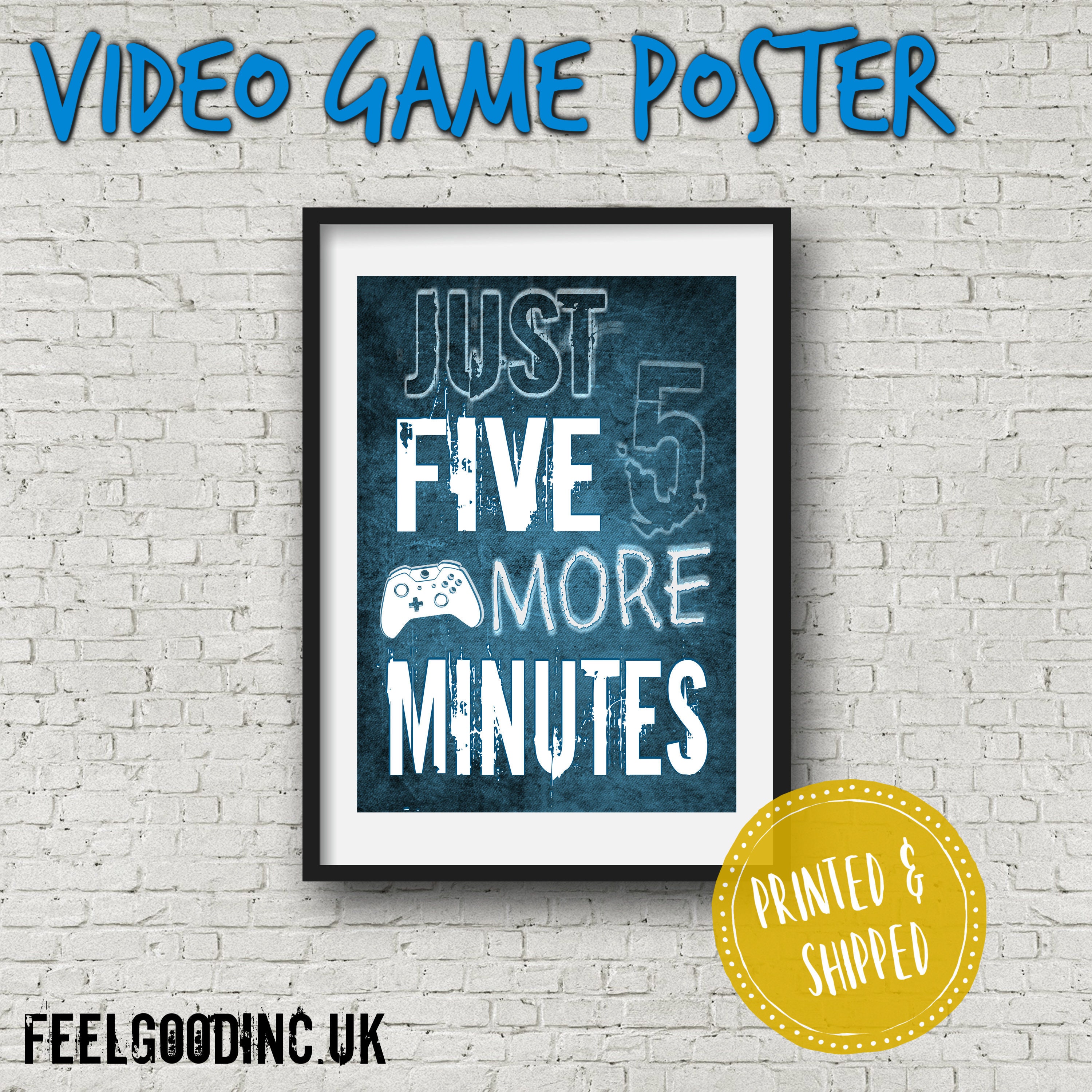 Video Game Poster Just Five More Minutes Gamer Wall Decor | Etsy