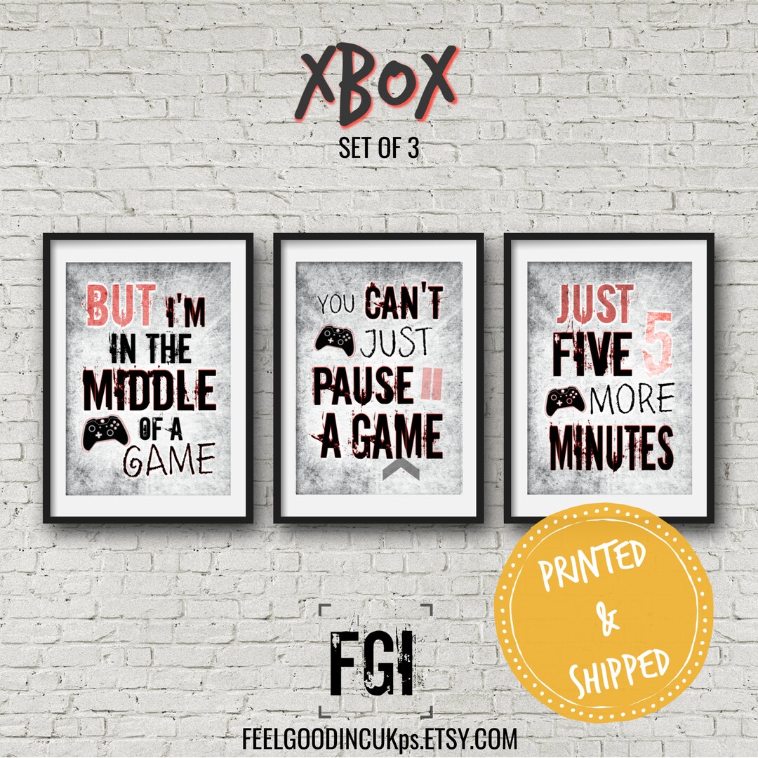 XBOX CONTROLLER POSTERS, Grey Set, Video Game Quotes, Video Game ...