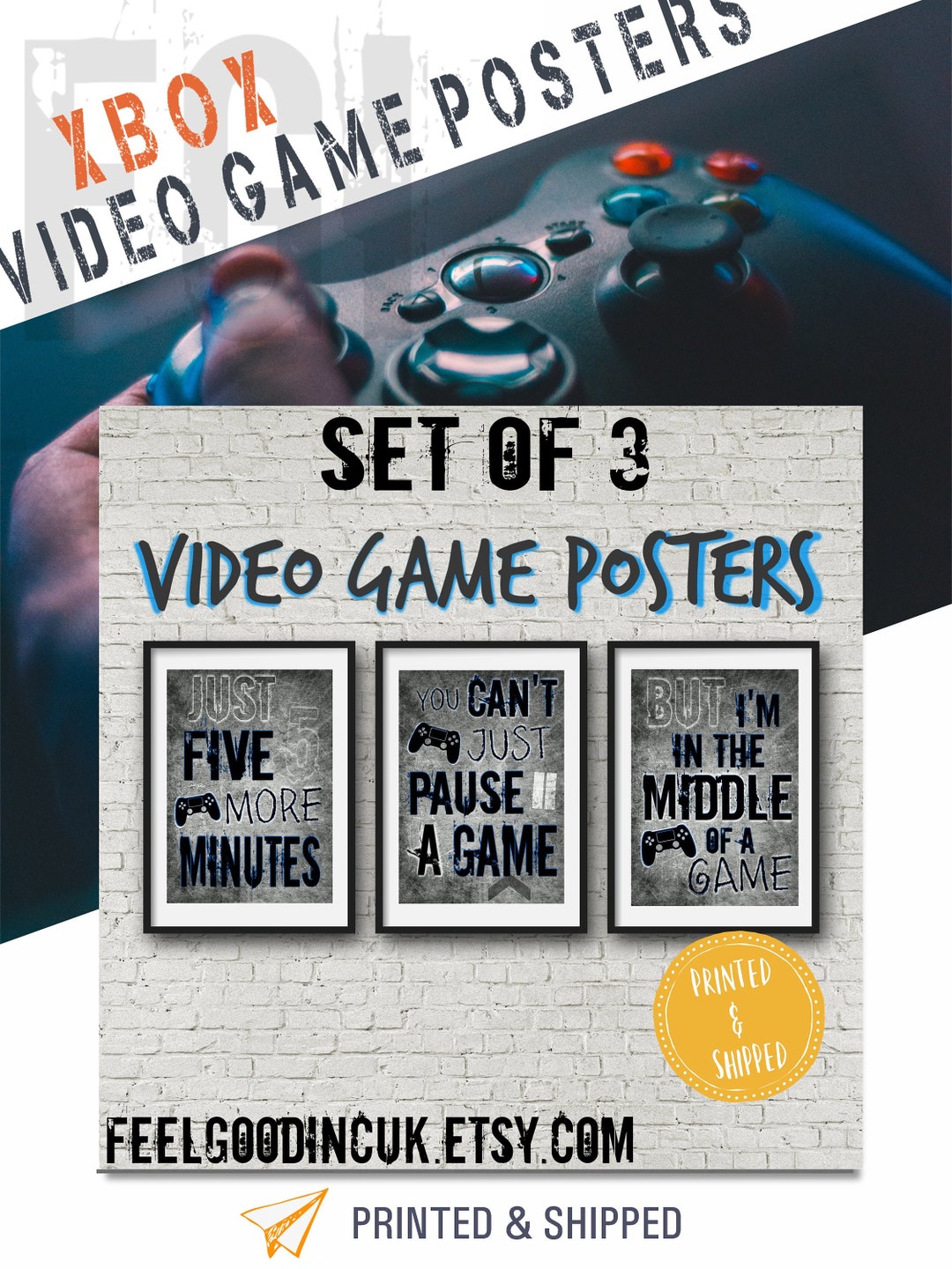 Set of 3 PLAYSTATION POSTERS, Video Game Quotes, Video Game Posters ...