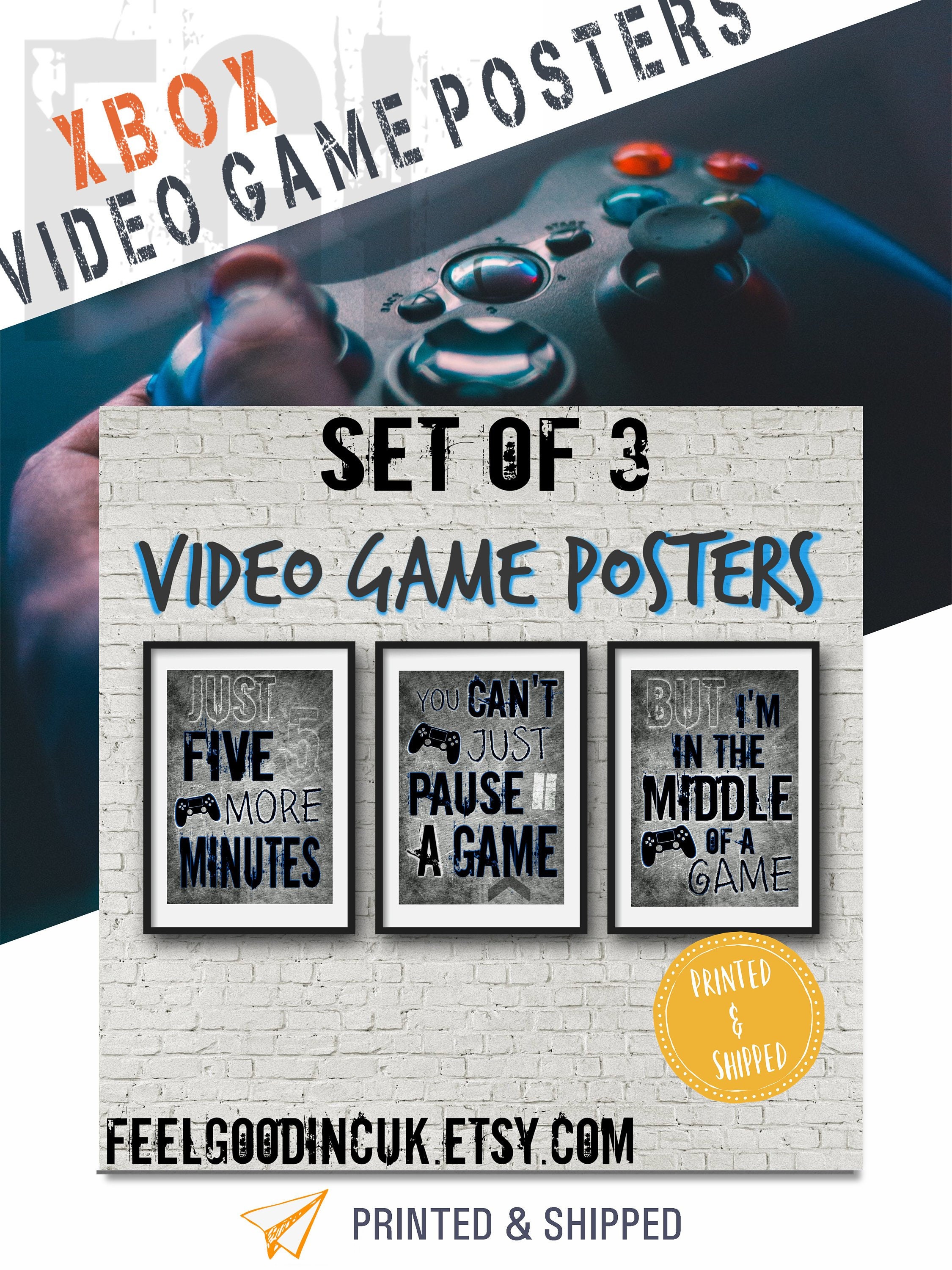 Set of 3 PLAYSTATION POSTERS Video Game Quotes Video Game | Etsy