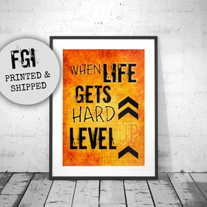 Video Game Poster Orange Level Up Video Gaming Poster Boys - Etsy