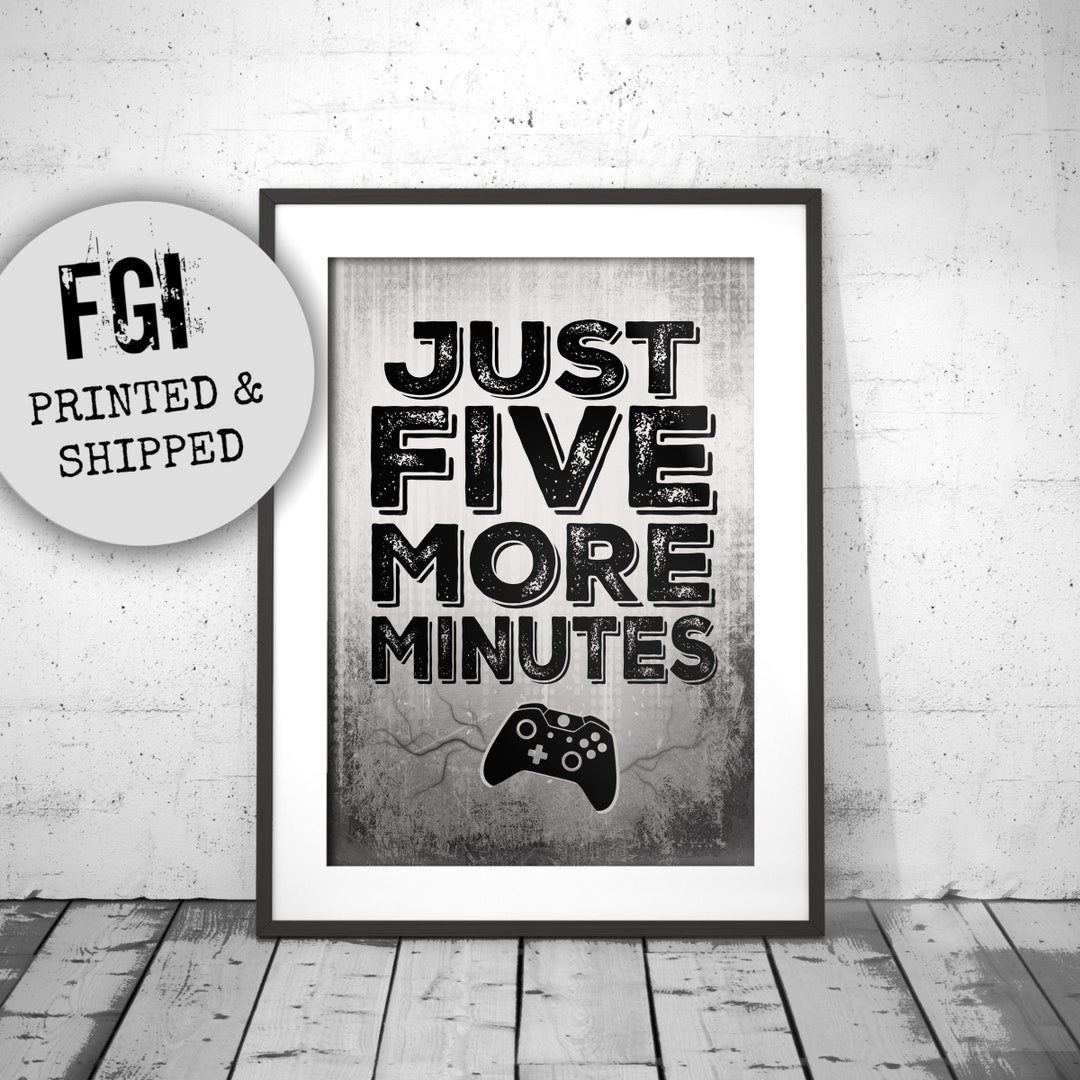 Xbox Print Just Five More Minutes, Xbox Poster for Kids Bedroom Decor ...
