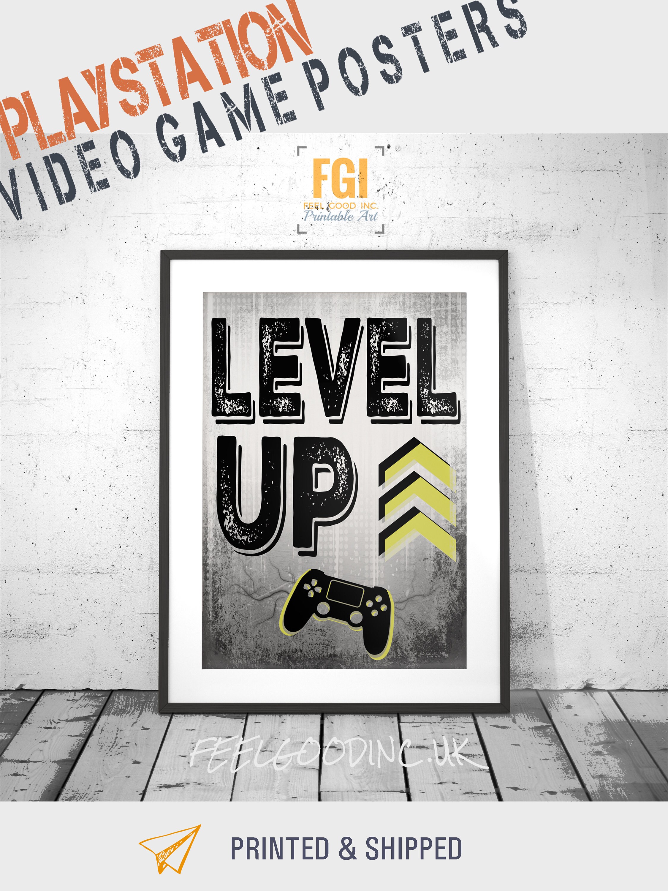 PLAYSTATION Poster LEVEL UP Playstation Room Decor Boys | Etsy