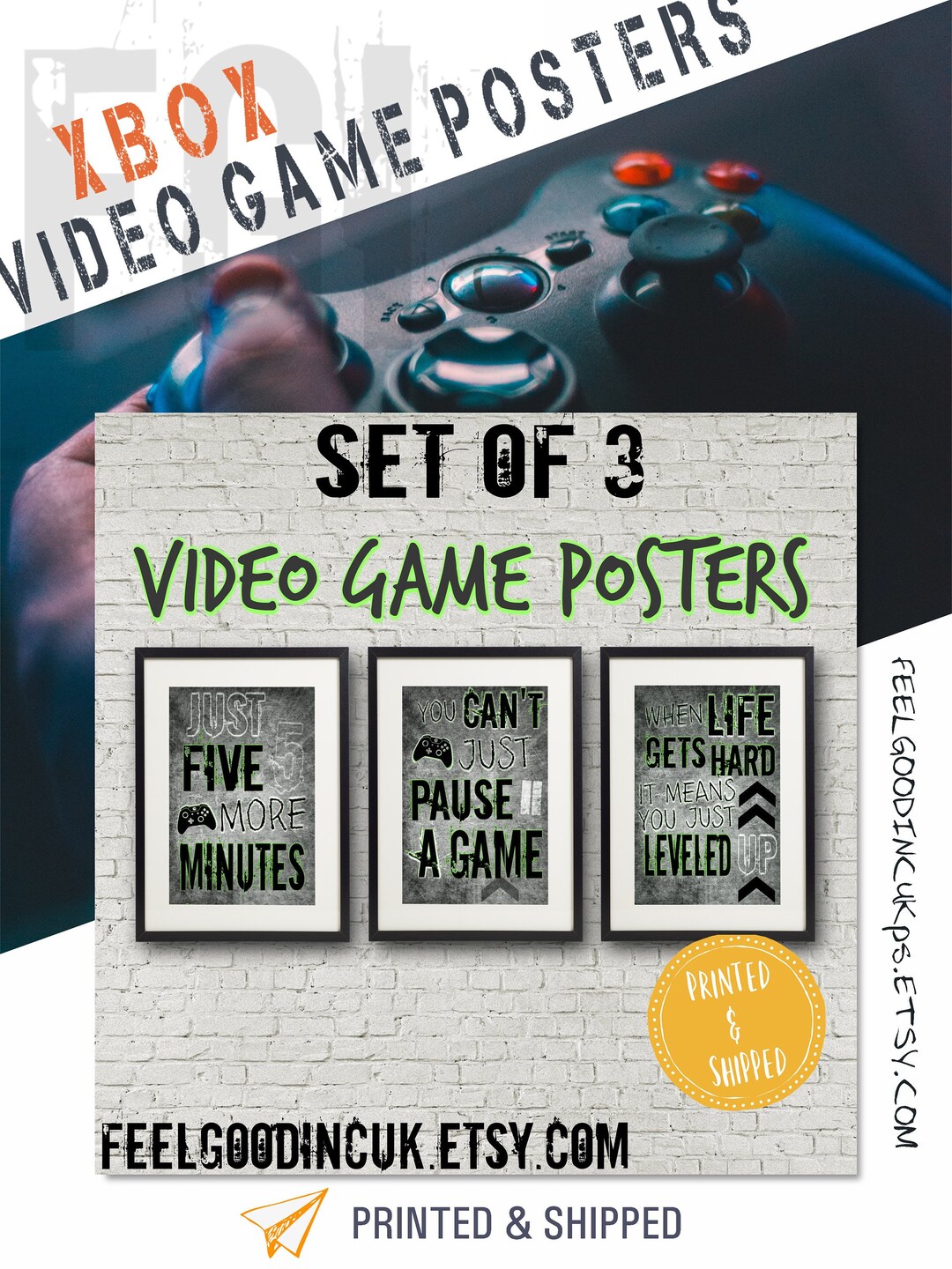 Set of 3 XBOX POSTERS, Video Game Quotes, Video Game Posters, Xbox ...