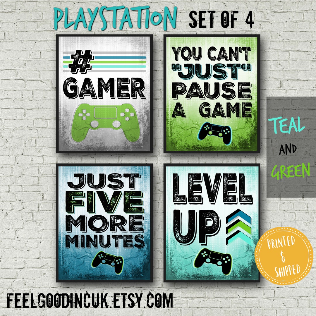 PLAYSTATION POSTERS, Green and Teal, Video Game Posters for Boys ...