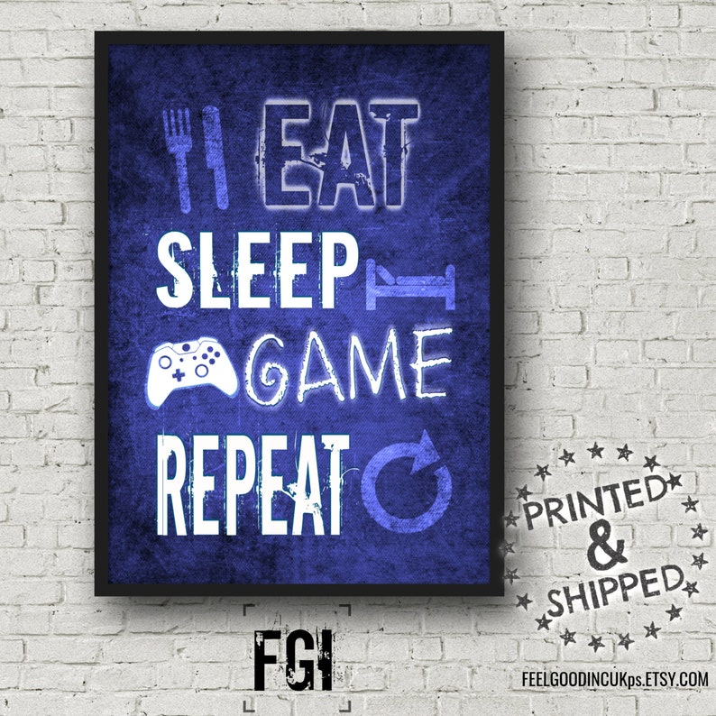 Xbox Eat Sleep Game Repeat Video Game Poster Gaming Poster | Etsy