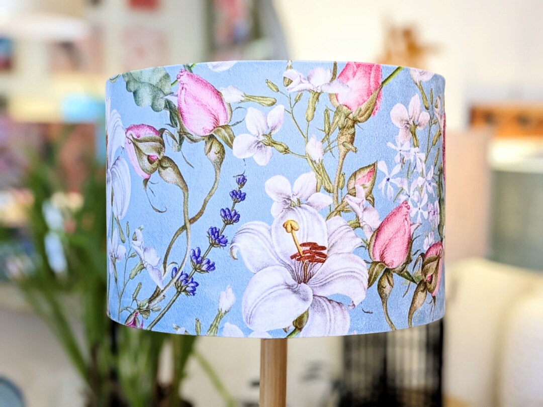 French Country Velvet Lampshade, Light Blue Lampshades, Australian ...