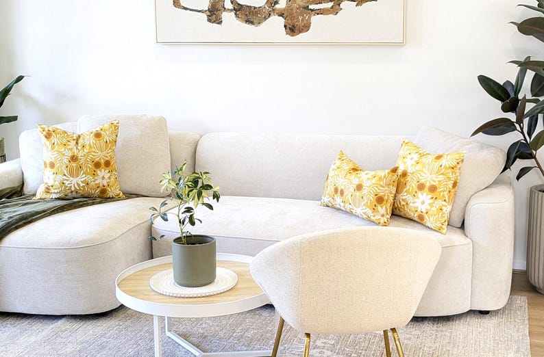 Wattle Mustard Cushion Cover, Australian Native Design Cushion, Premium ...
