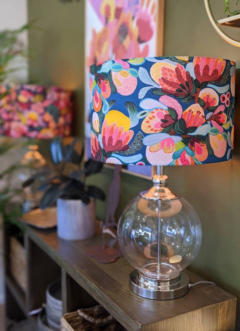 Midnight Bush Flora Lampshade Blue Lampshade Native Flowers - Etsy