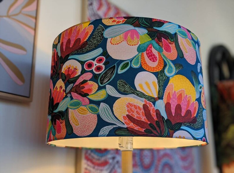 Midnight Bush Flora Lampshade, Blue Lampshade, Native Flowers Australia ...