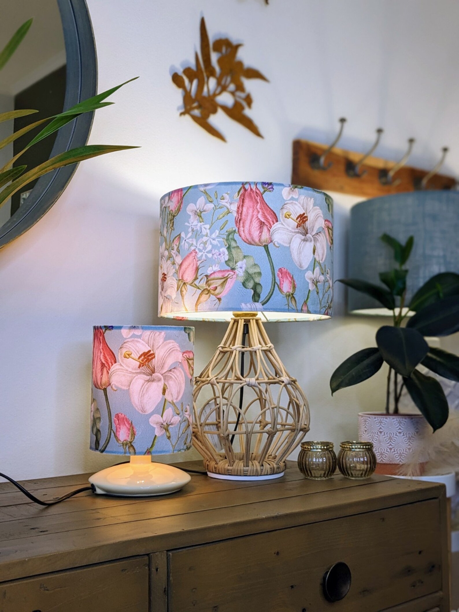 French Country Velvet Lampshade, Light Blue Lampshades, Australian ...