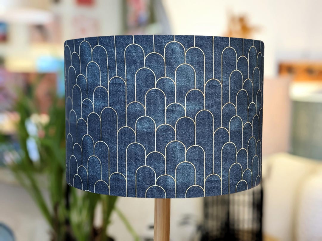 ART DECO Arches Lampshade, Blue Lamp Shades, Lampshades for Floor Lamp ...