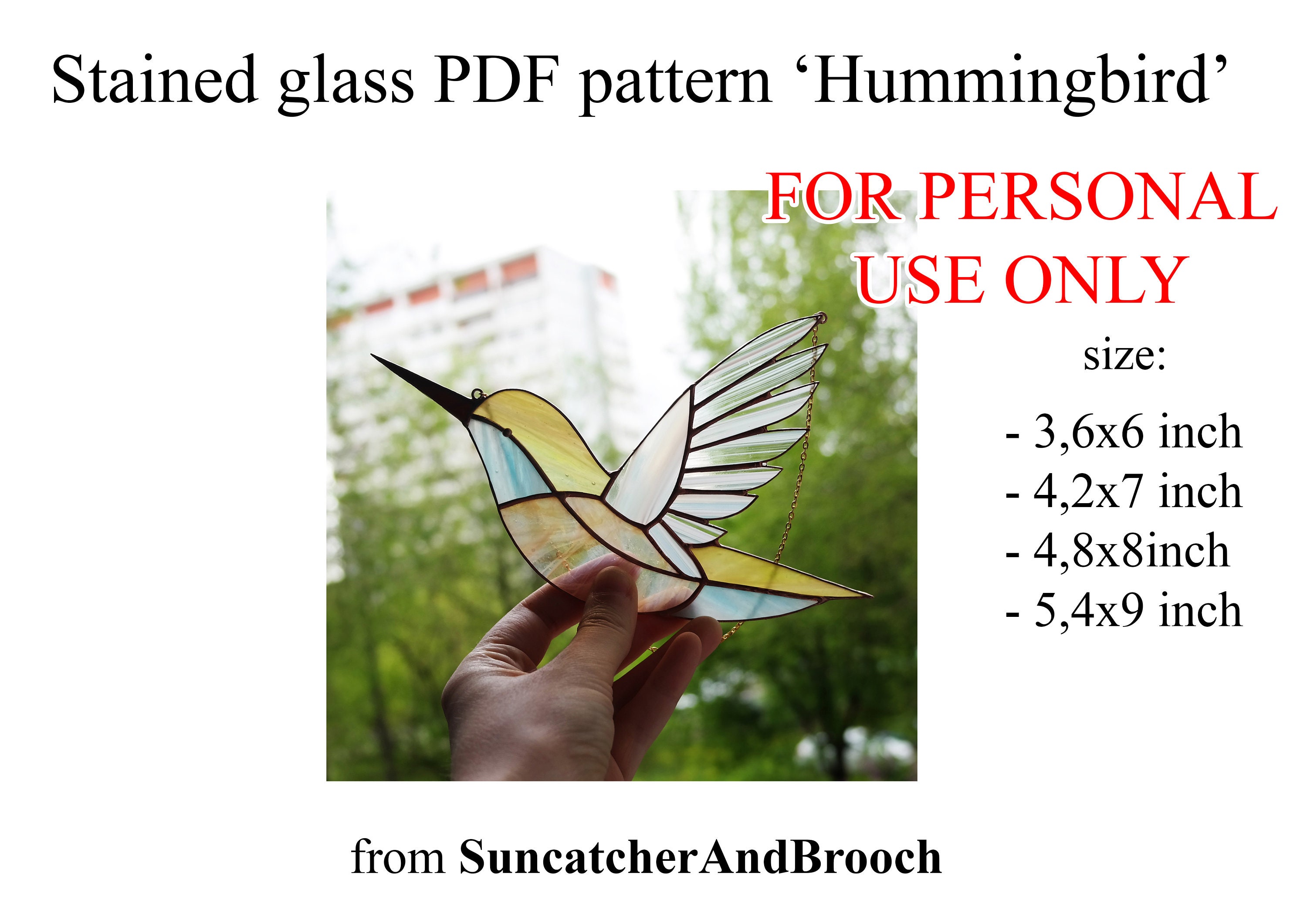 PDF PATTERN Stained glass hummingbird pattern Stained glass | Etsy
