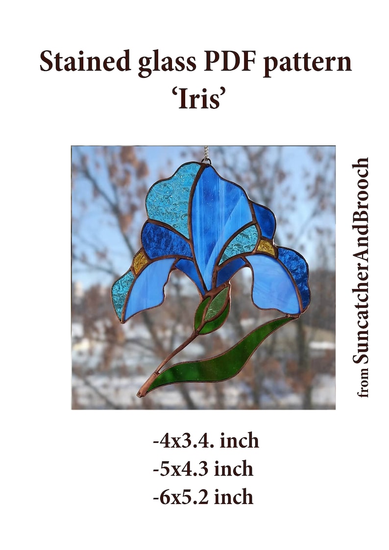 PDF PATTERN Stained glass iris suncatcher pattern Stained | Etsy