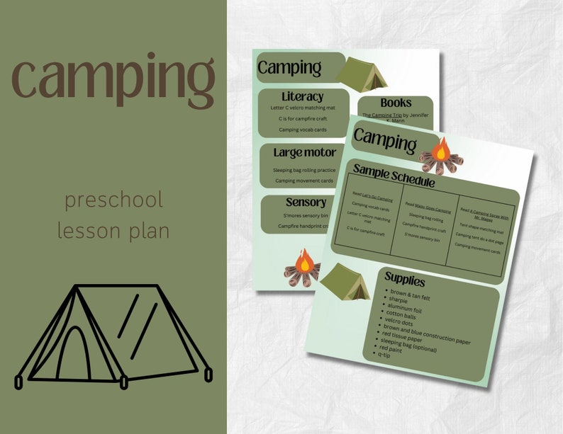 Camping Preschool Lesson Plan - Etsy