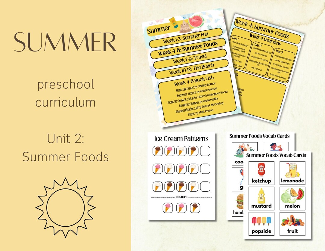 Summer Preschool Curriculum Home Learning Resource Summer Preschool ...