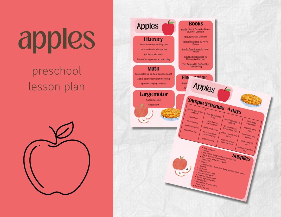 Apples Preschool Lesson Plan - Etsy