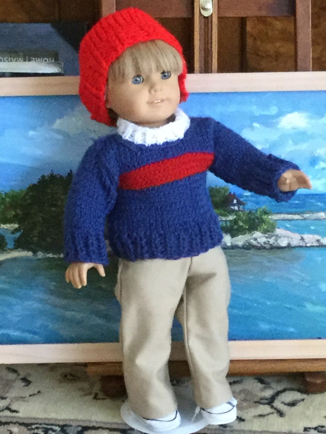 Preppy Outfit for Boy or Girl 18 Doll, Pullover Sweater ,cap, and Pants ...