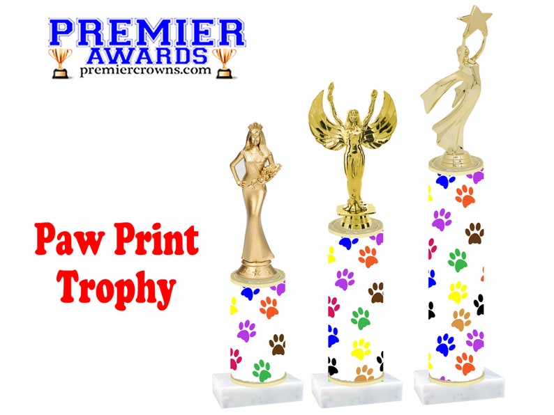 Paw Prints Theme Trophy With Choice of Figure on Paw Prints - Etsy