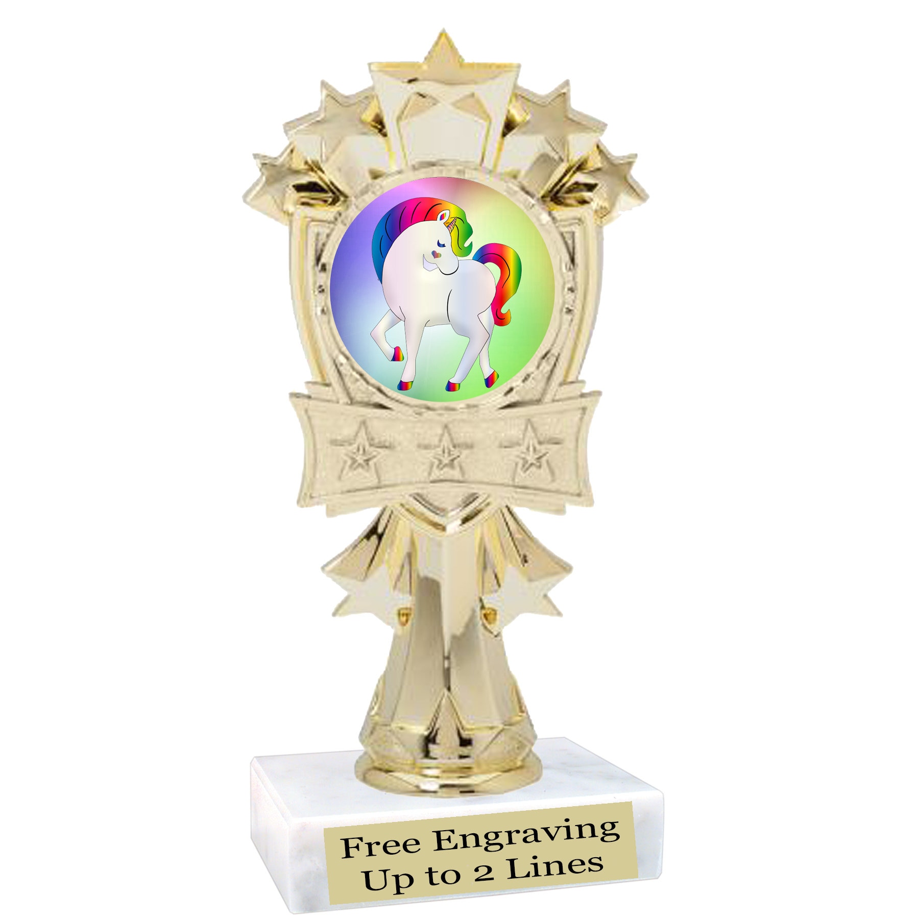Unicorn Theme Trophy. 6" Tall Trophy With Choice of Unicorn Art Work ...