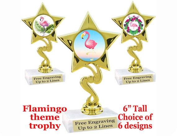 6 tall trophy with choice of flamingo art work Silver 6010 Flamingo ...