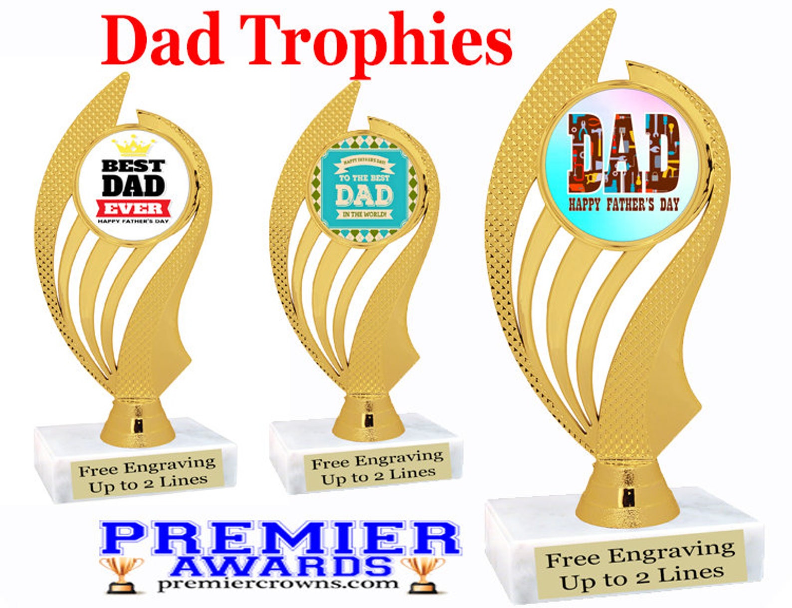 Father's Day Trophy 6 tall with choice of 8 | Etsy