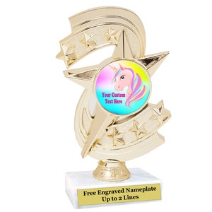 Custom Unicorn Theme Trophy. Choice of 6 Designs With Your Custom Text ...