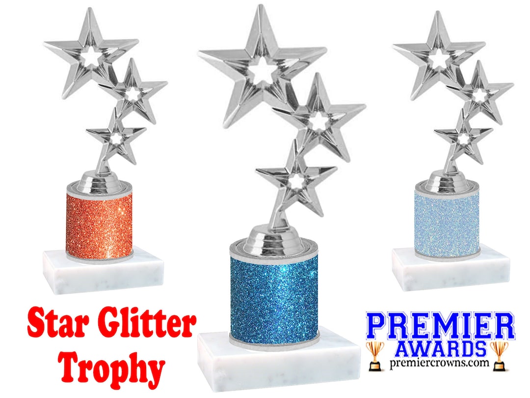 Star Trophy With Choice of Glitter Column Color. Numerous Trophy ...